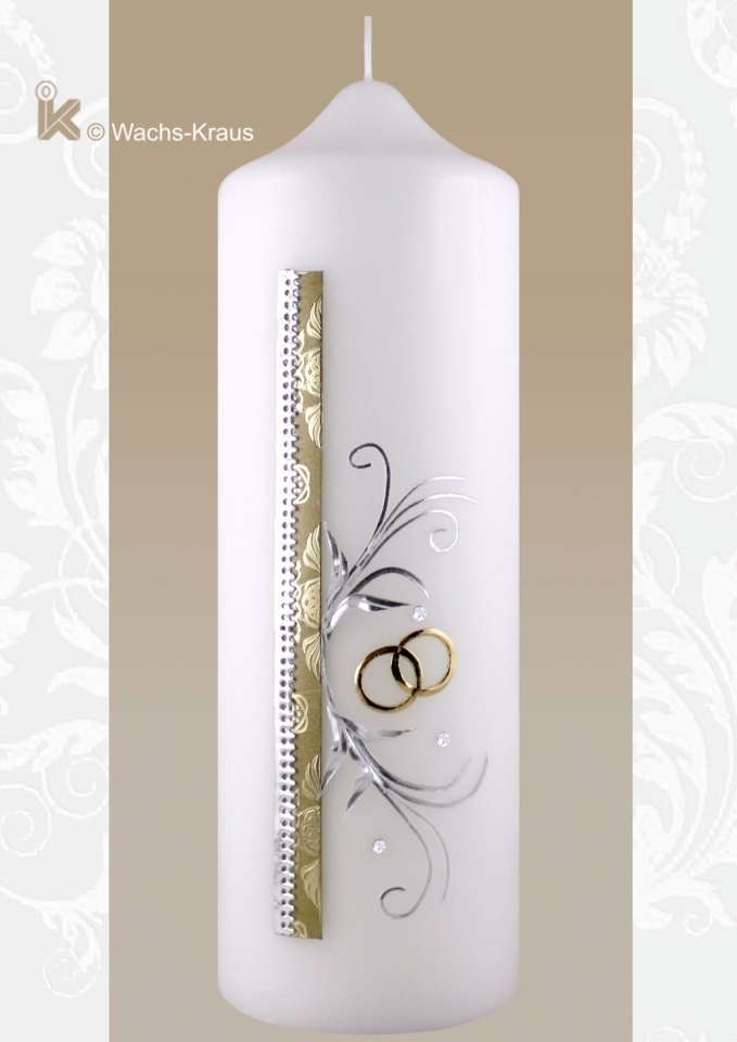 Kerze zur Goldenen Hochzeit in Gold & Silber