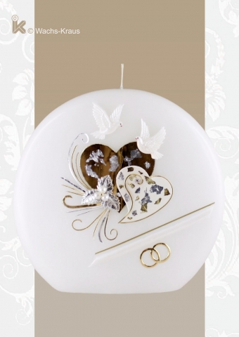 Kerze zur Goldenen Hochzeit mit Wachsornament